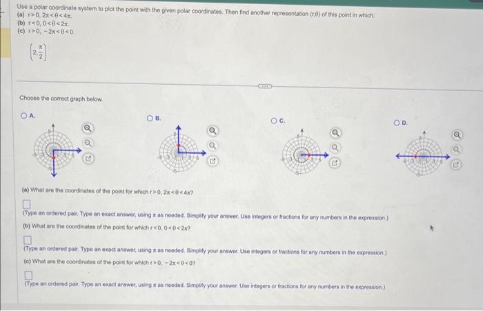 Solved Use a polar coordinate system to plot the point with | Chegg.com