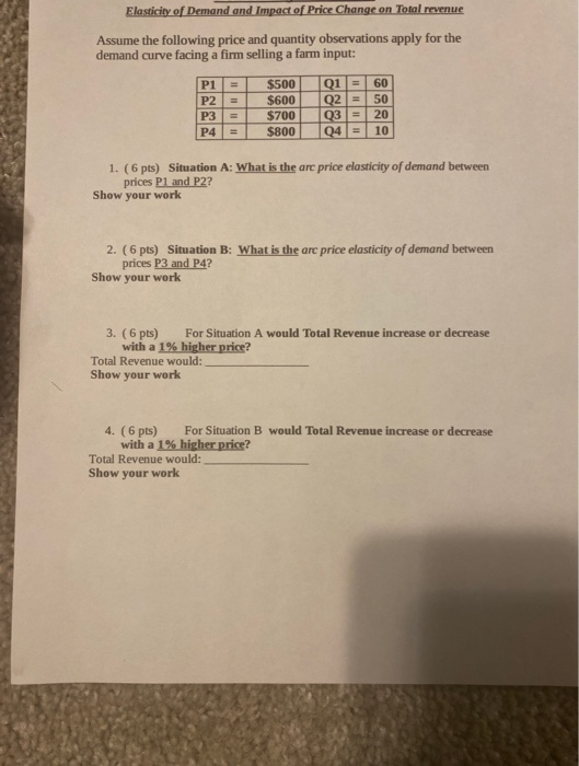 Solved Elasticity of Demand and Impact of Price Change on | Chegg.com