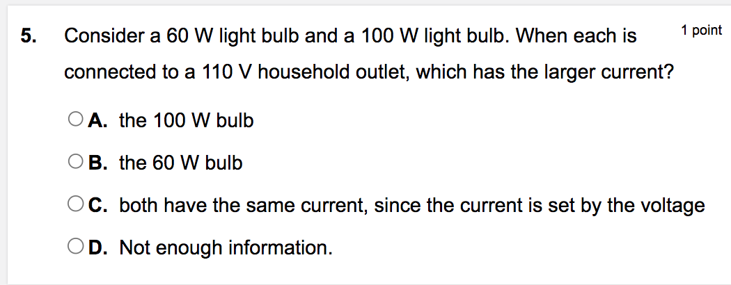 Solved Consider a 60 ﻿W light bulb and a 100 ﻿W light bulb. | Chegg.com