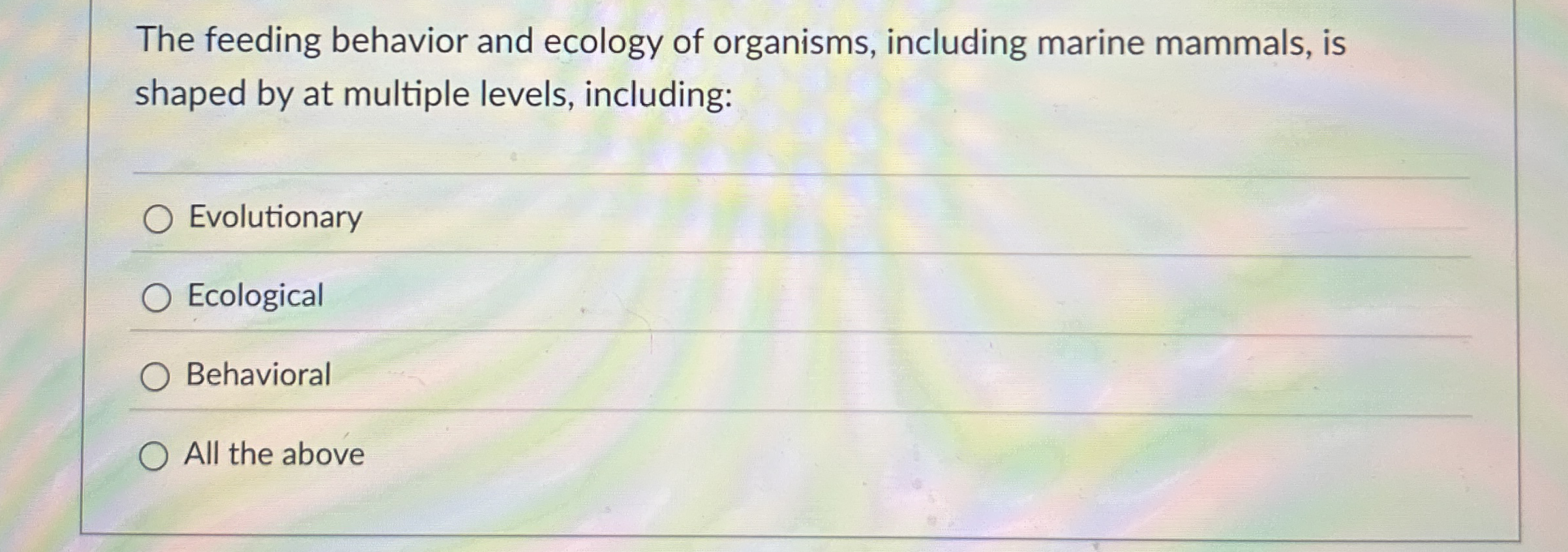 Solved The feeding behavior and ecology of organisms, | Chegg.com