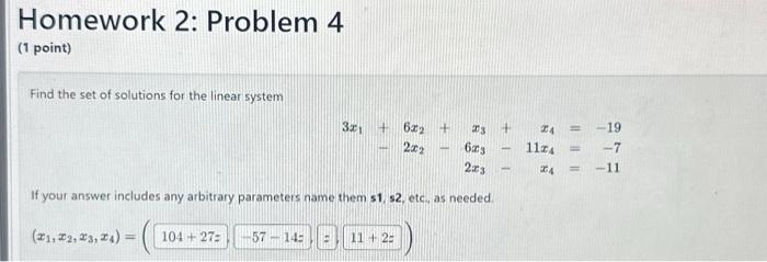Solved Find the set of solutions for the linear system | Chegg.com