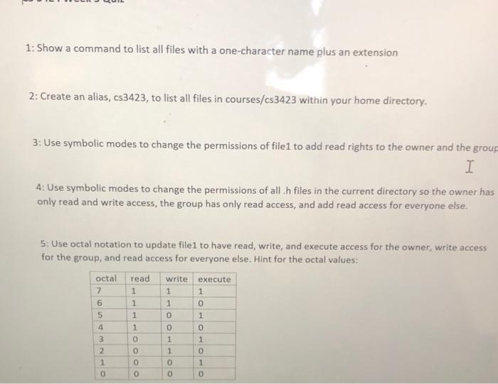 Solved 1 Show A Command To List All Files With A Chegg