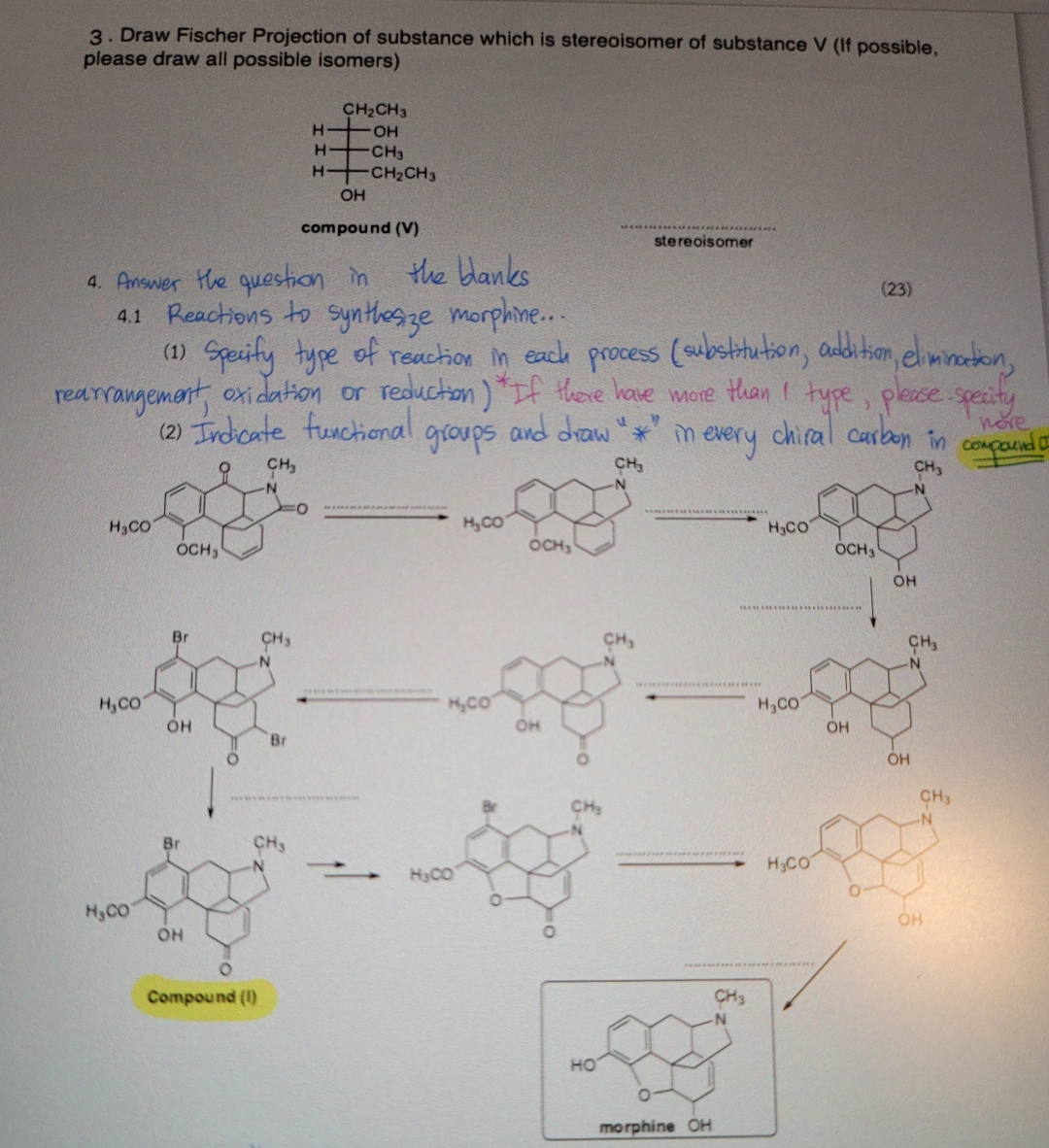 Solved Draw Fischer Projection of substance which is | Chegg.com
