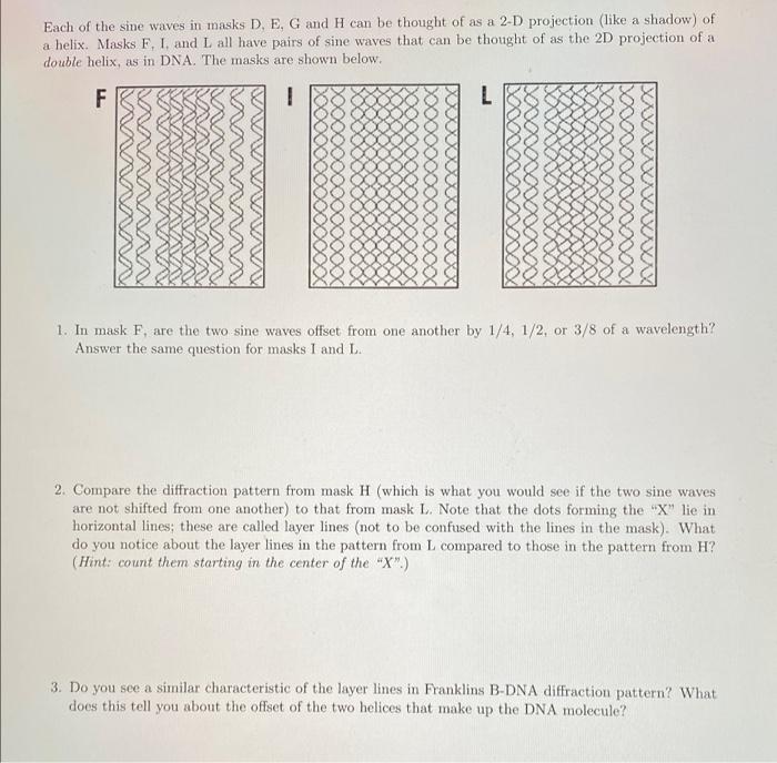 Each of the sine waves in masks D, E, G and H can be | Chegg.com
