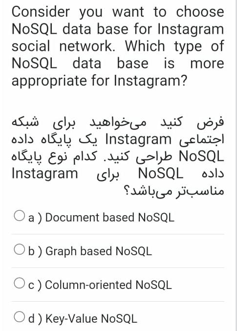 Solved Consider you want to choose NoSQL data base for | Chegg.com