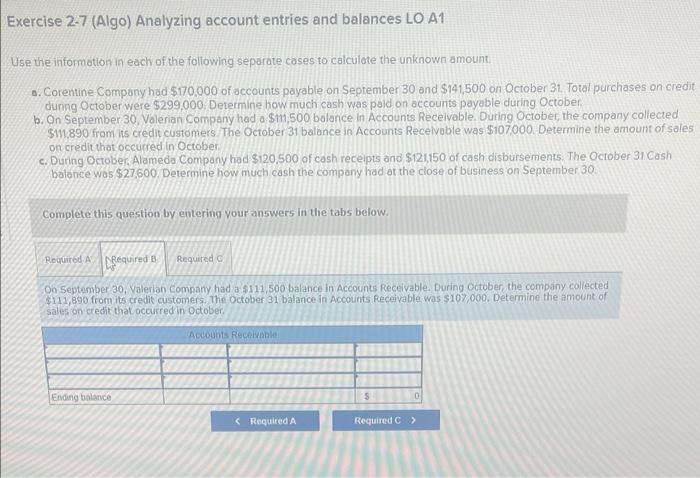 Solved Exercise 2.7 (Algo) Analyzing account entries and | Chegg.com