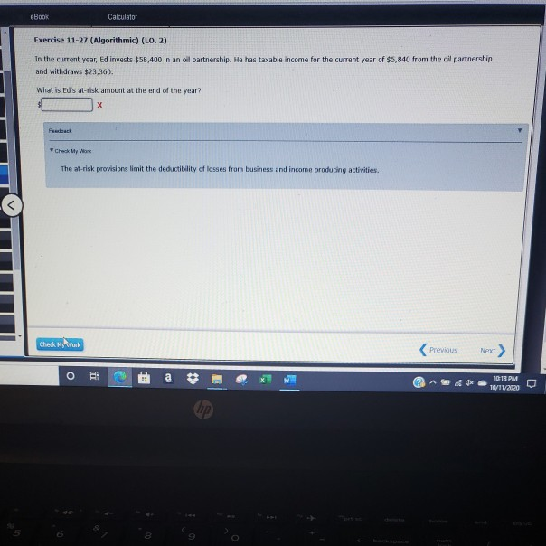Solved eBook Calculator Exercise 11-27 (Algorithmic) (LO. 2) | Chegg.com