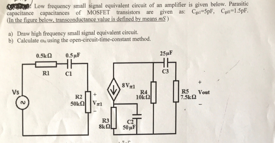 Solved Low frequency small signal equivalent circuit of an | Chegg.com