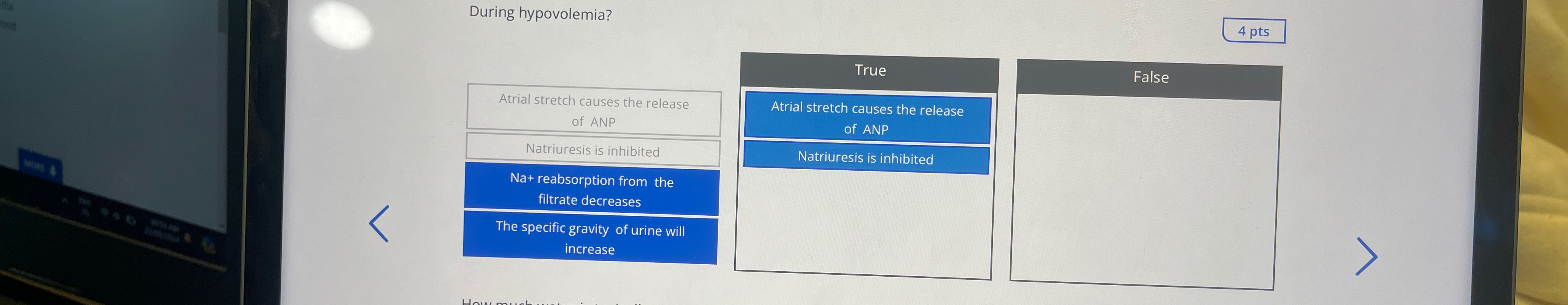 Solved During hypovolemia?4 ﻿ptsTrueFalseAtrial stretch | Chegg.com