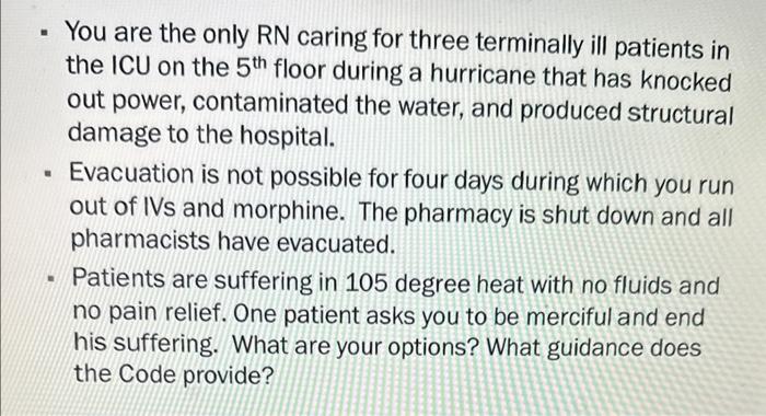 Solved the ICU on the 5th floor during a hurricane that has | Chegg.com