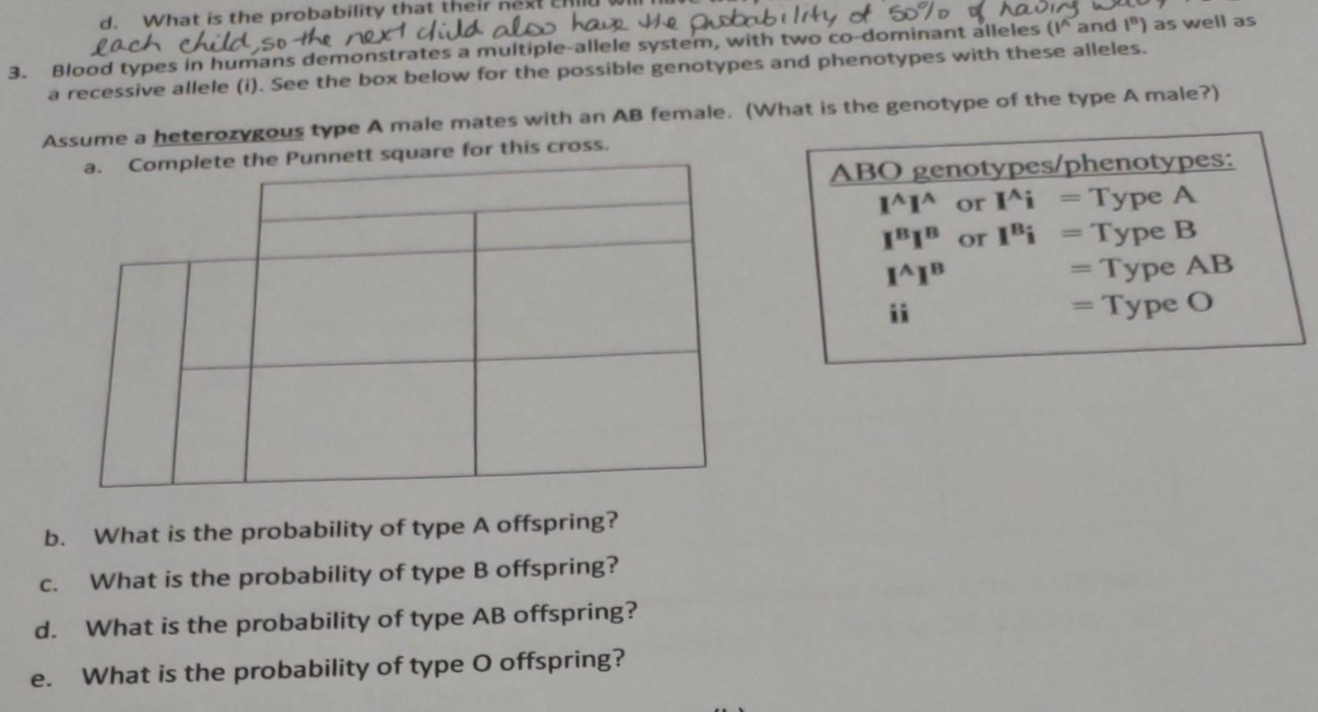 Solved Blood types in humans demonstrates a multiple-allele | Chegg.com