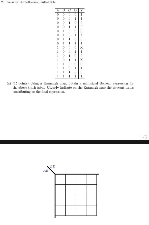 Solved 2 Consider The Following Truth Table A 15 