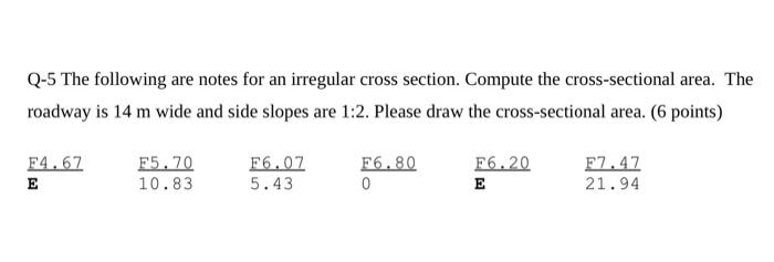 Solved Q-5 The following are notes for an irregular cross | Chegg.com