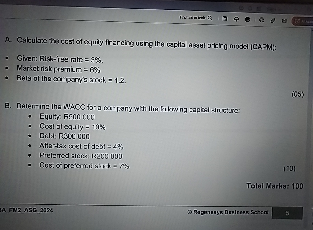 Solved A. ﻿Calculate the cost of equity financing using the | Chegg.com