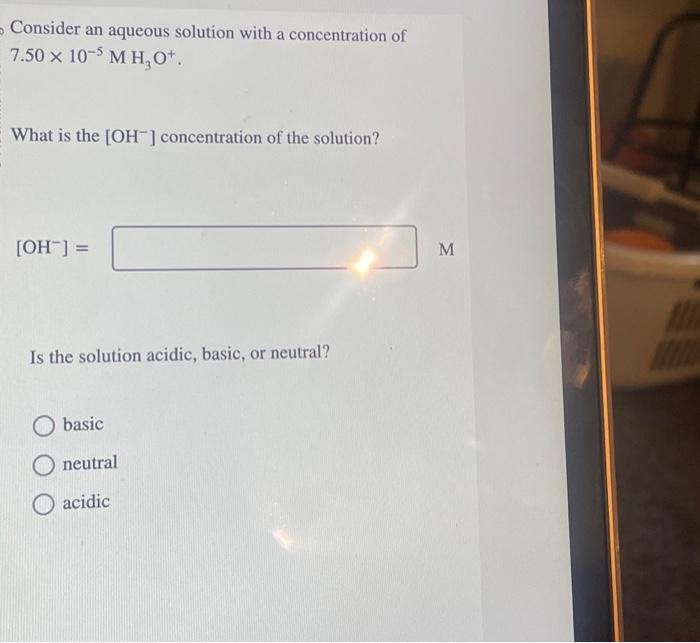 Solved Consider an aqueous solution with a concentration of | Chegg.com