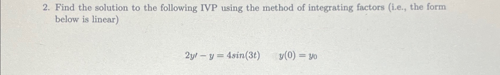 Find the solution to the following IVP using the | Chegg.com