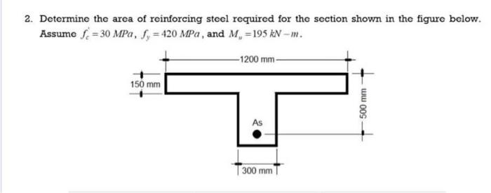 Solved 2. Determine the area of reinforcing steel required | Chegg.com