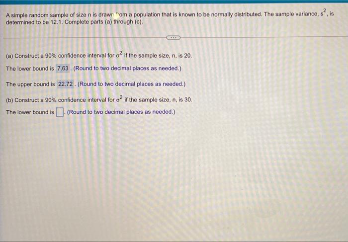 Solved A simple random sample of size n is drawn from a | Chegg.com
