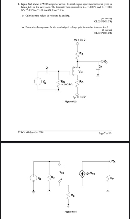 Solved 1. Figure 6(a) shows a PMOS amplifier circuit. Its | Chegg.com
