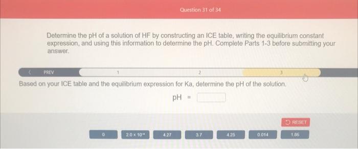 Solved Determine the pH of a solution of HF by constructing | Chegg.com