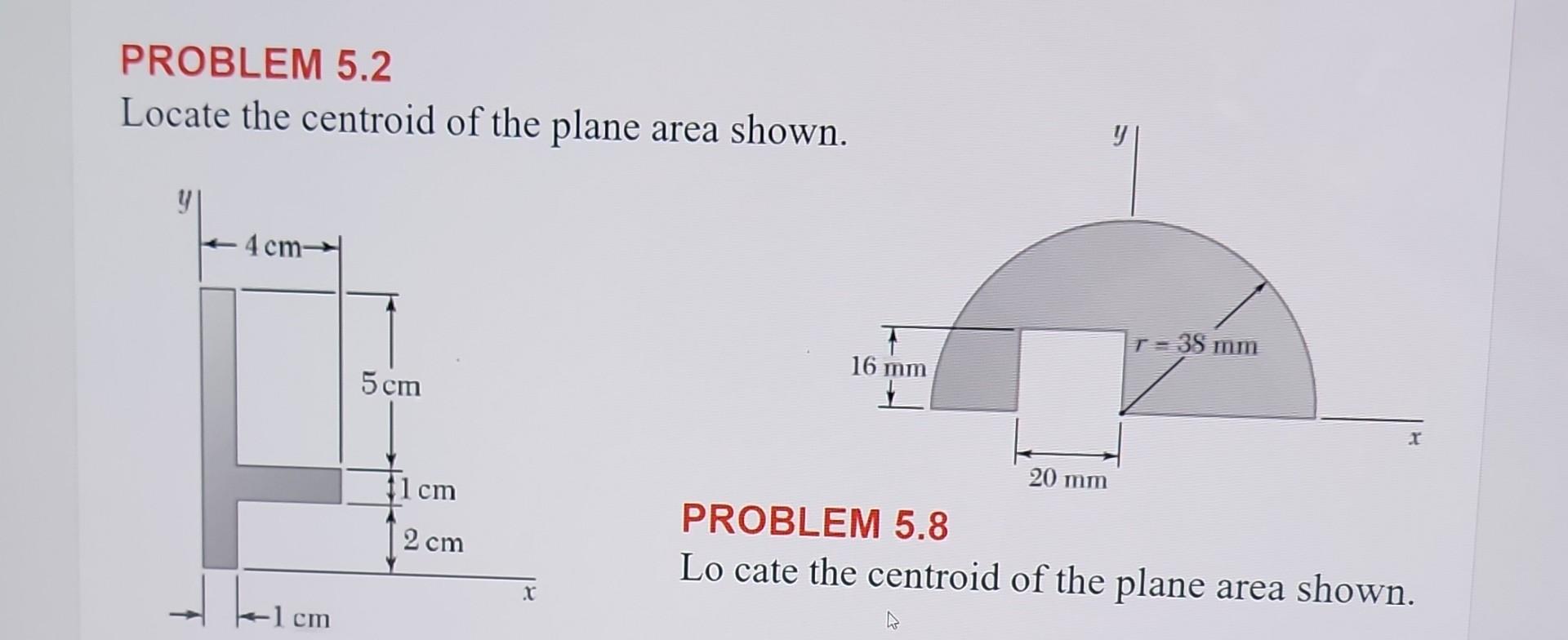Solved Locate the centroid of the plane area show PROBLEM | Chegg.com