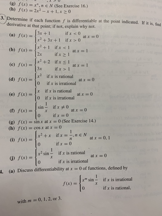 Solved determine if each function f is differentiable at | Chegg.com