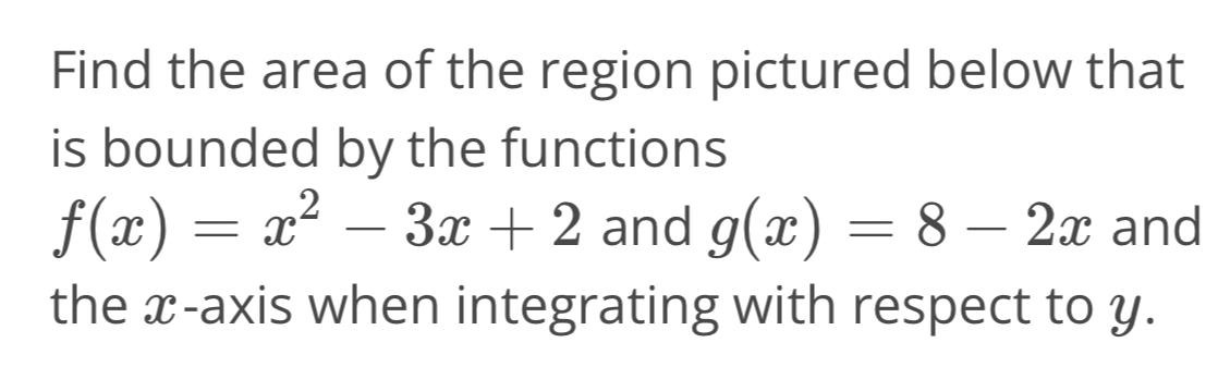 Solved Find the area of the region pictured below that is | Chegg.com