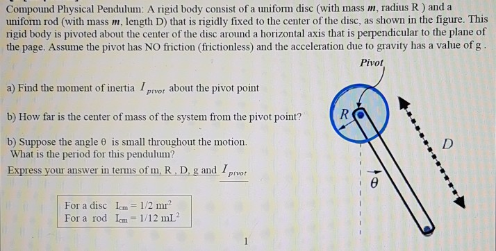 Solved Compound Physical Pendulum: A rigid body consist of a | Chegg.com