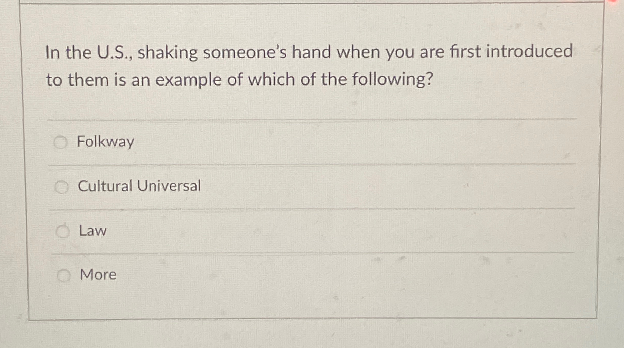 Solved In the U.S., ﻿shaking someone's hand when you are | Chegg.com
