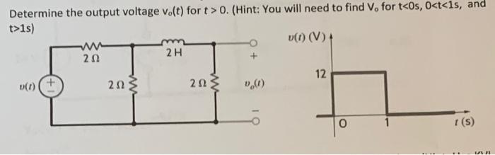Solved Determine the output voltage vo(t) for t> 0. (Hint: | Chegg.com