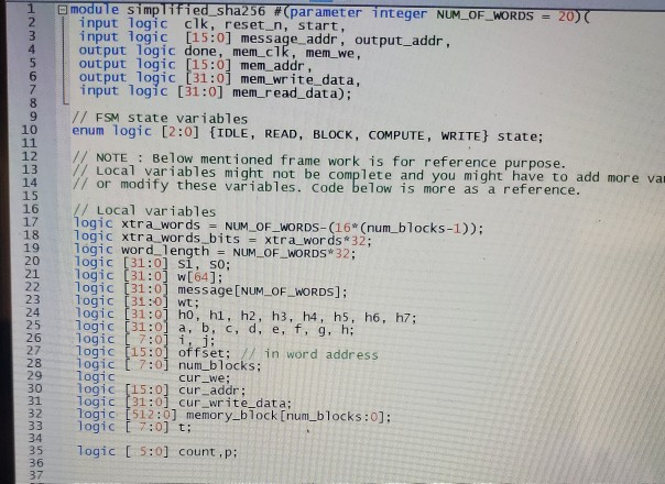 i need a system verilog code for this padding | Chegg.com