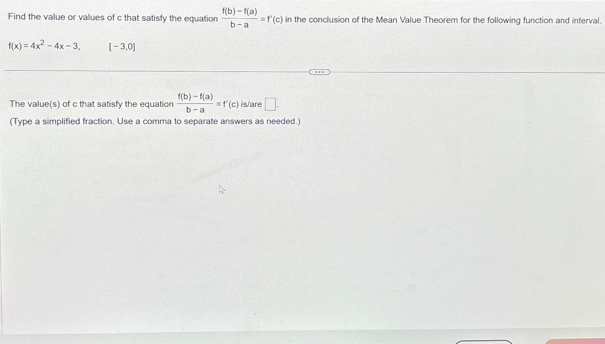 Solved Find the value or values of c ﻿that satisfy the | Chegg.com