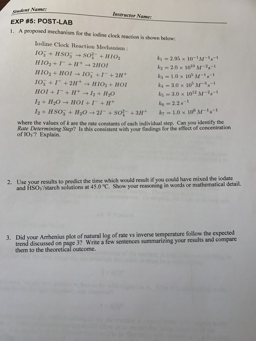 Solved Student Name: Instructor Name: EXP #5: POST-LAB 1. A | Chegg.com