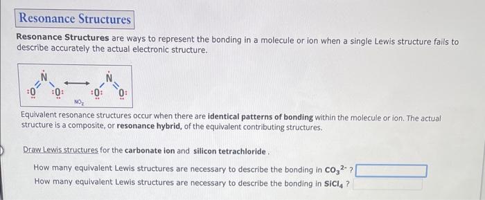 Solved Resonance Structures are ways to represent the | Chegg.com