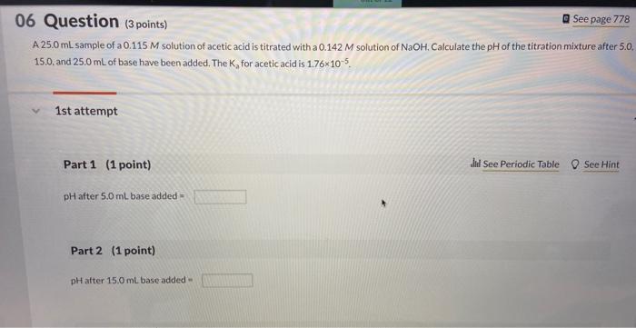 Solved A 25.0 mL sample of a 0.115M solution of acetic acid | Chegg.com