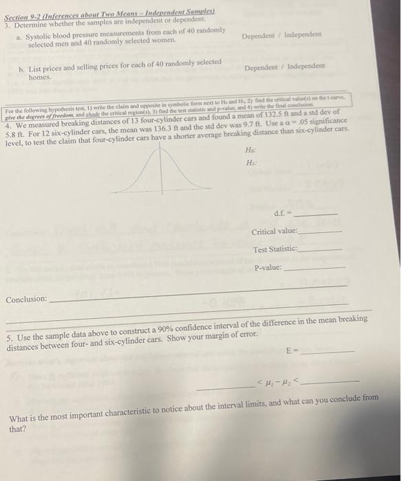 Solved Section 9-2 (Inferences about Two Means - | Chegg.com