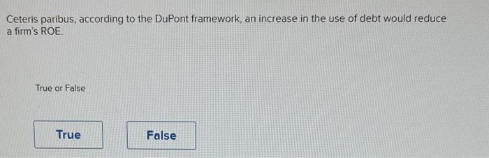 Solved Ceteris paribus, according to the DuPont framework, | Chegg.com