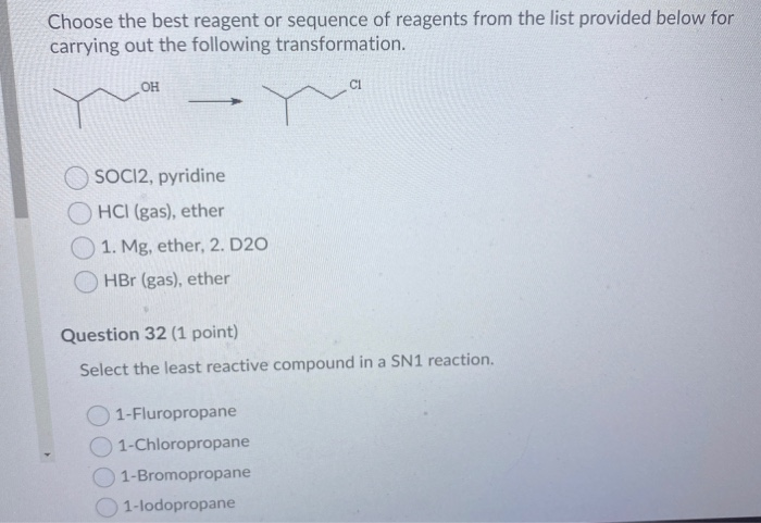 Solved Choose the best reagent or sequence of reagents from | Chegg.com