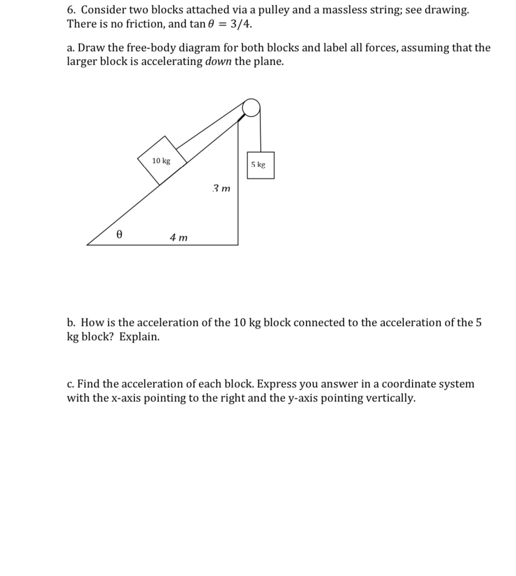 Solved Consider two blocks attached via a pulley and a | Chegg.com