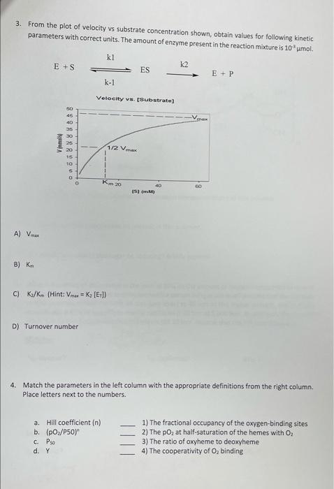 Solved 3. From the plot of velocity vs substrate | Chegg.com