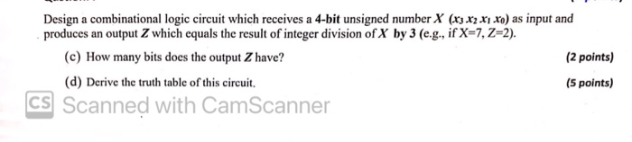 Solved Design a combinational logic circuit which receives a | Chegg.com
