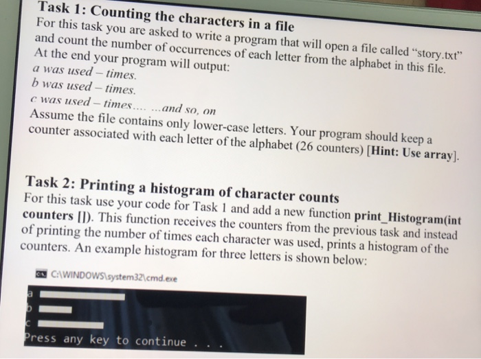 Solved Task 1 Counting The Characters In A File For This