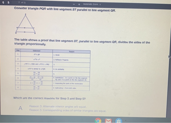 Solved 7 of 11 - + Automatic Zoom Consider triangle PQR with | Chegg.com