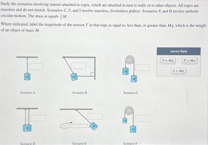Solved Study the scenarios involving masses attached to | Chegg.com