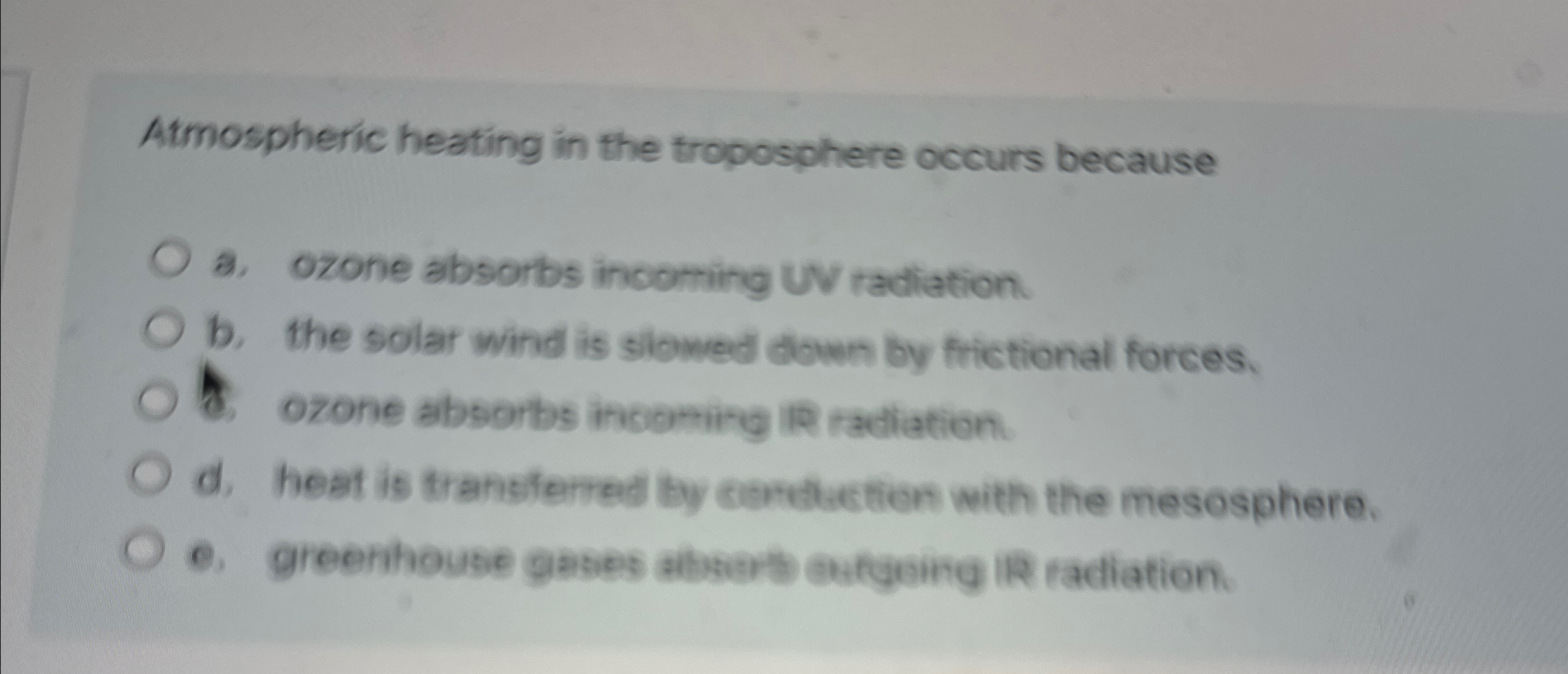 Solved Atmospheric heating in the troposphere occurs | Chegg.com