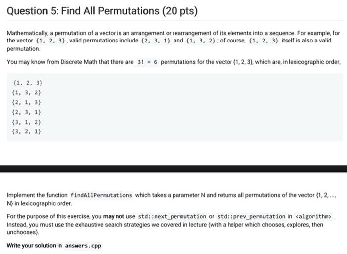 Solved Mathematically, a permutation of a vector is an | Chegg.com