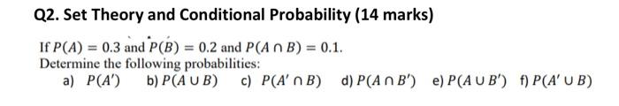 Solved Q2. Set Theory and Conditional Probability (14 marks) | Chegg.com