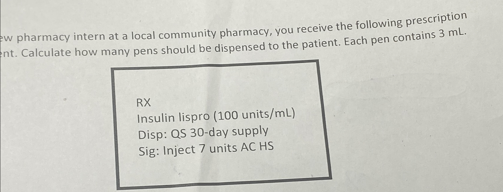 Solved pharmacy intern at a local community pharmacy, you | Chegg.com