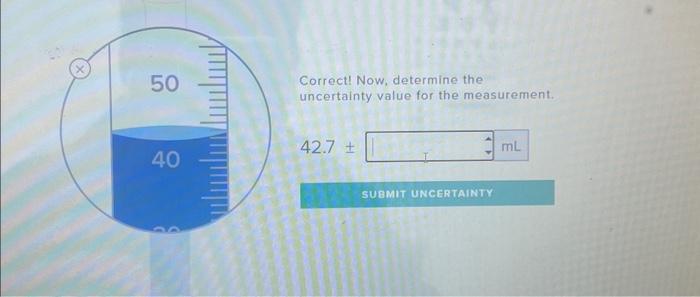 Solved Correct! Now, determine the uncertainty value for the | Chegg.com