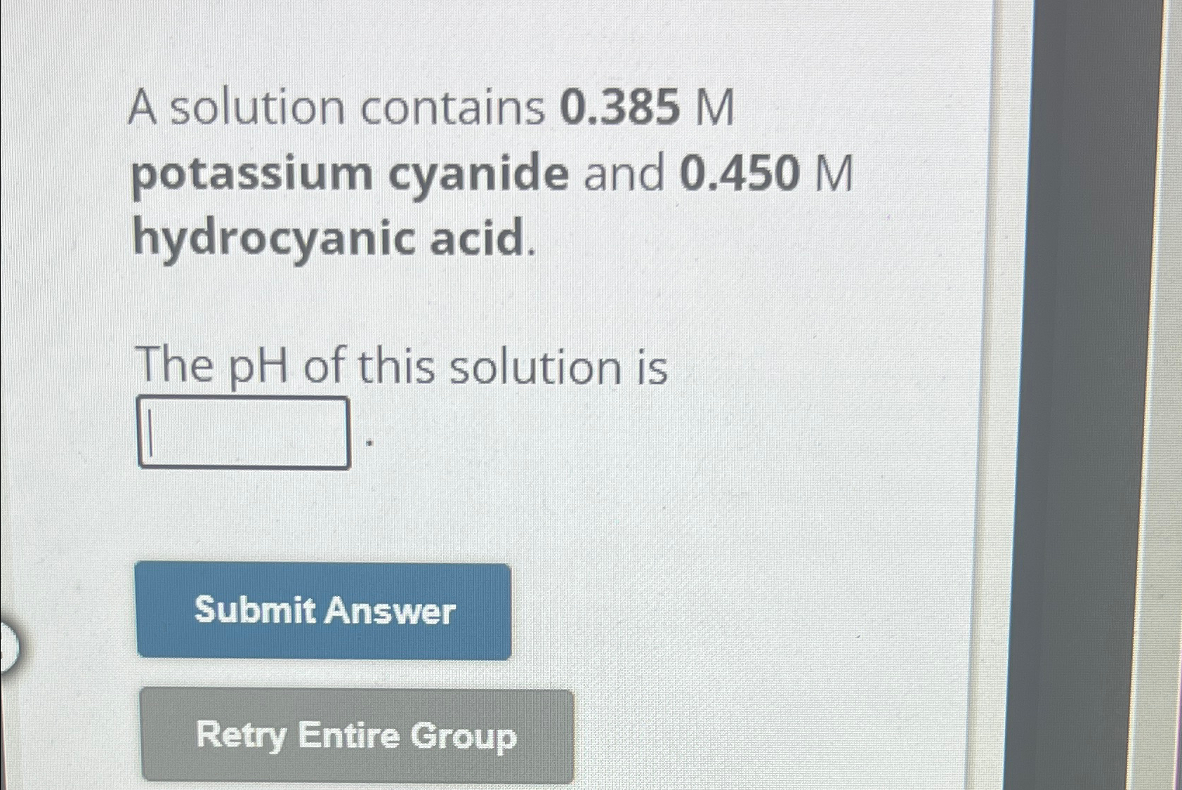Solved A solution contains 0.385M ﻿potassium cyanide and | Chegg.com